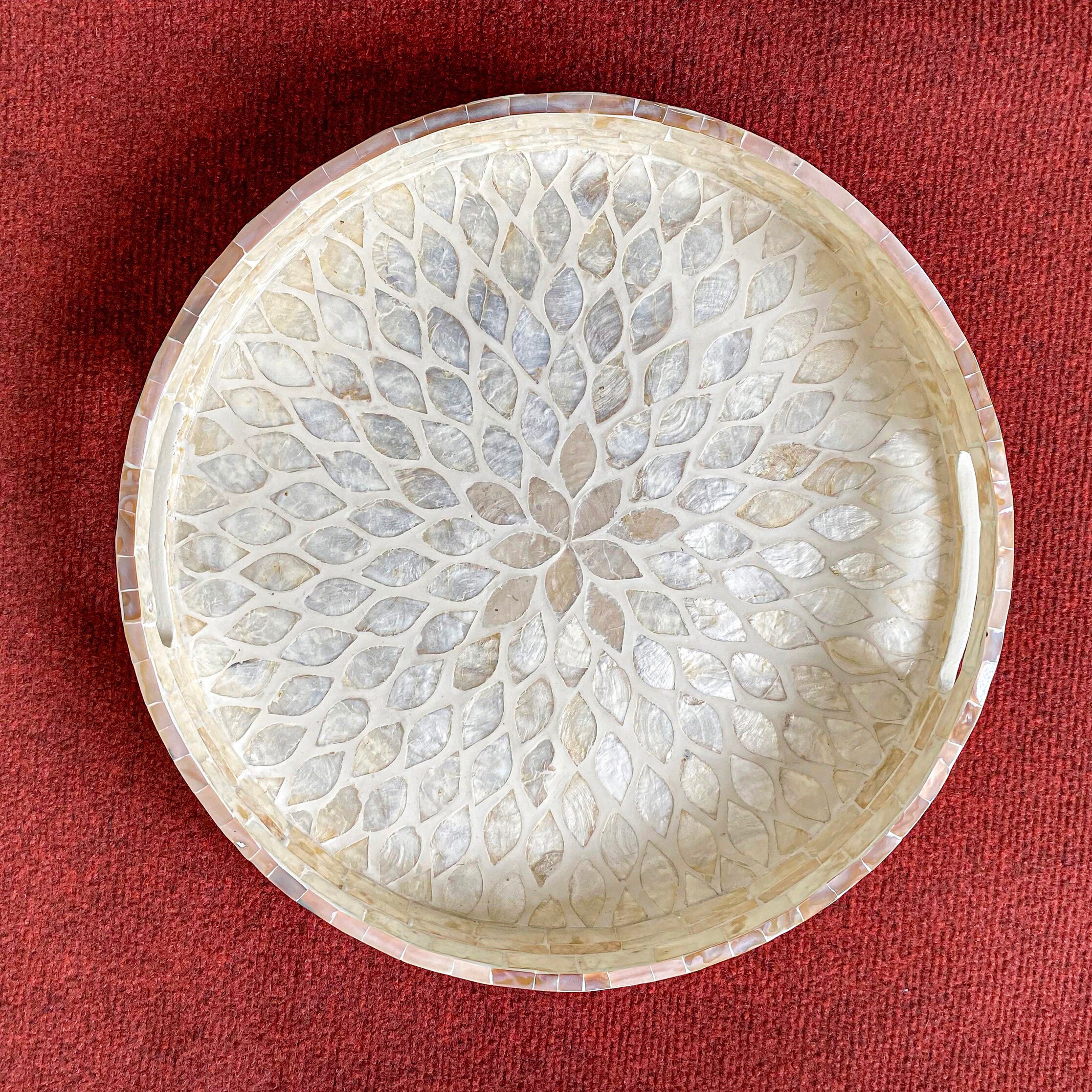 Mother-of-pearl Inlay Round Tray, Full Handmade Round Breakfast Tray ...