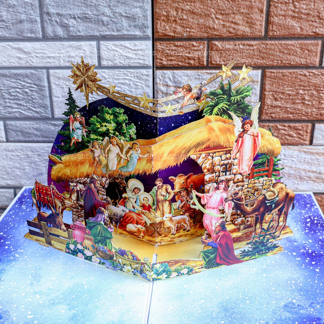 Paper Nativity Scene Handcrafted 3D Pop up Card Surprise Pop up Card ...