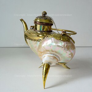 Mother of Pearl Teapots and Cups With Bronze Edges & Copper Coating Sea ...
