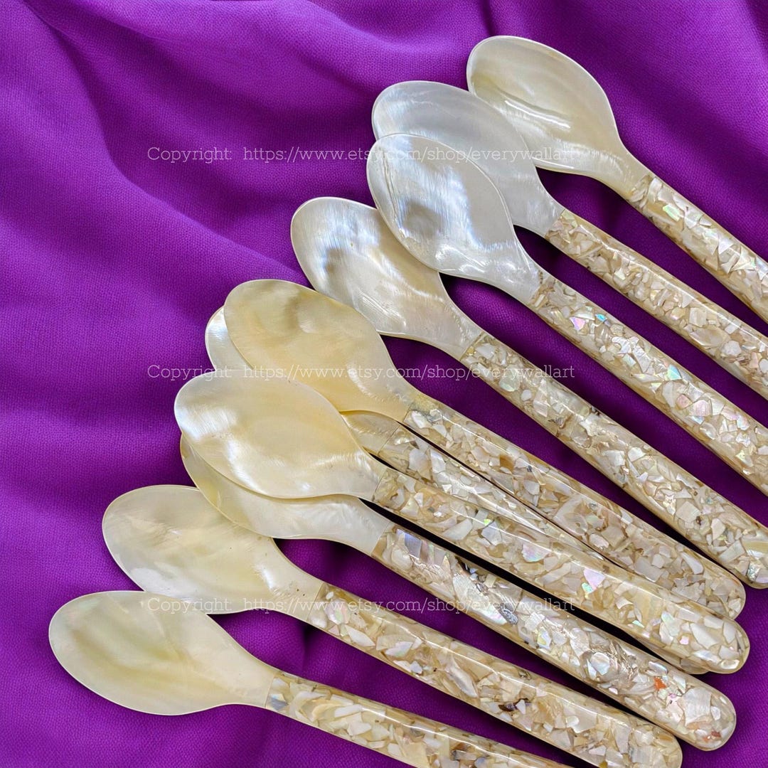 Personalized Mother-of-pearl Spoon Engraved Name Seashell Utensils ...
