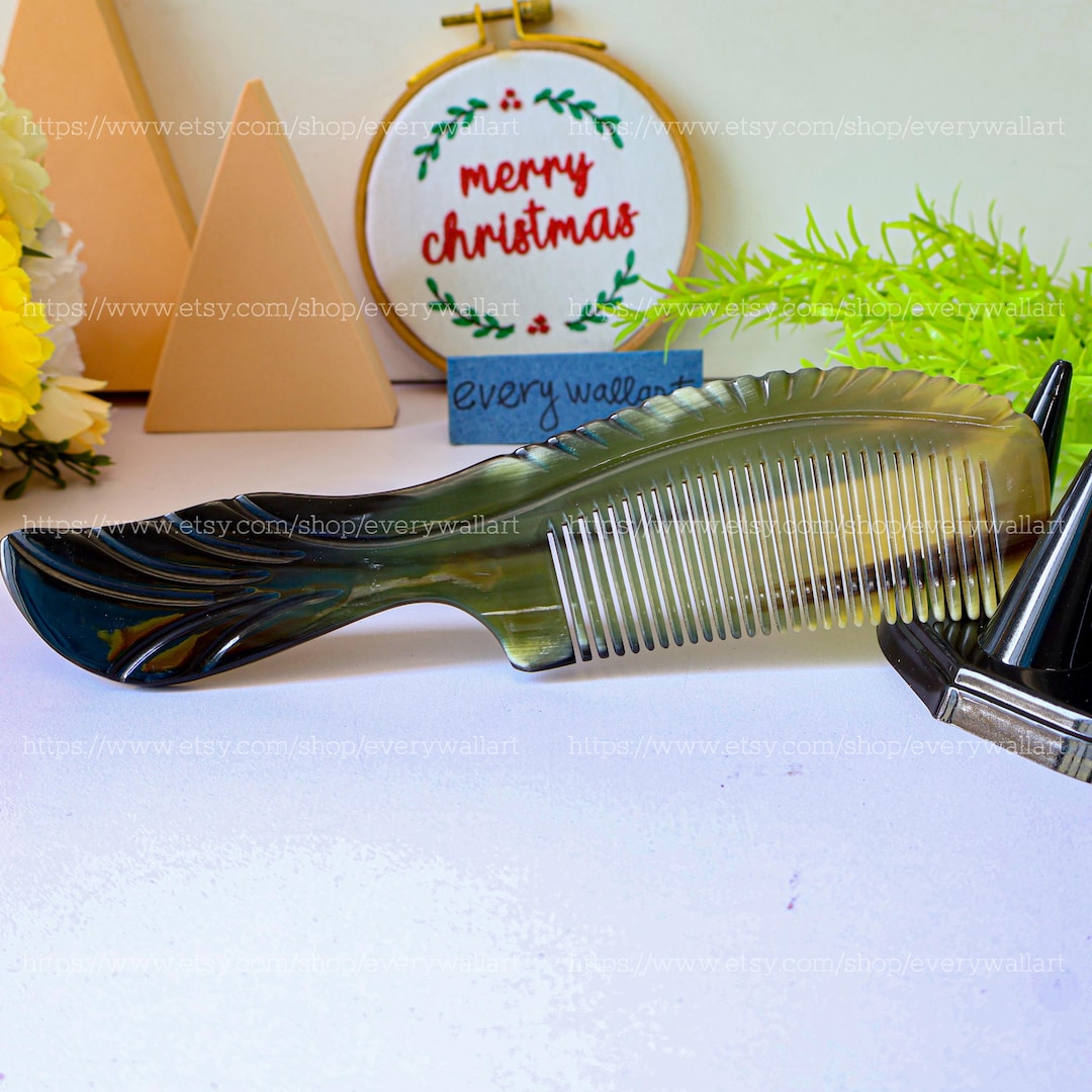 Natural Buffalo Horn Comb Super Thick Anti-static Handmade Horn Comb ...