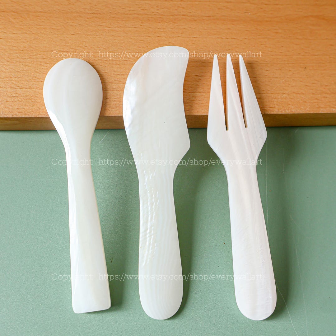 Mother-of-pearl Spreader Fork Spoon Personalize Caviar Set Seashell ...