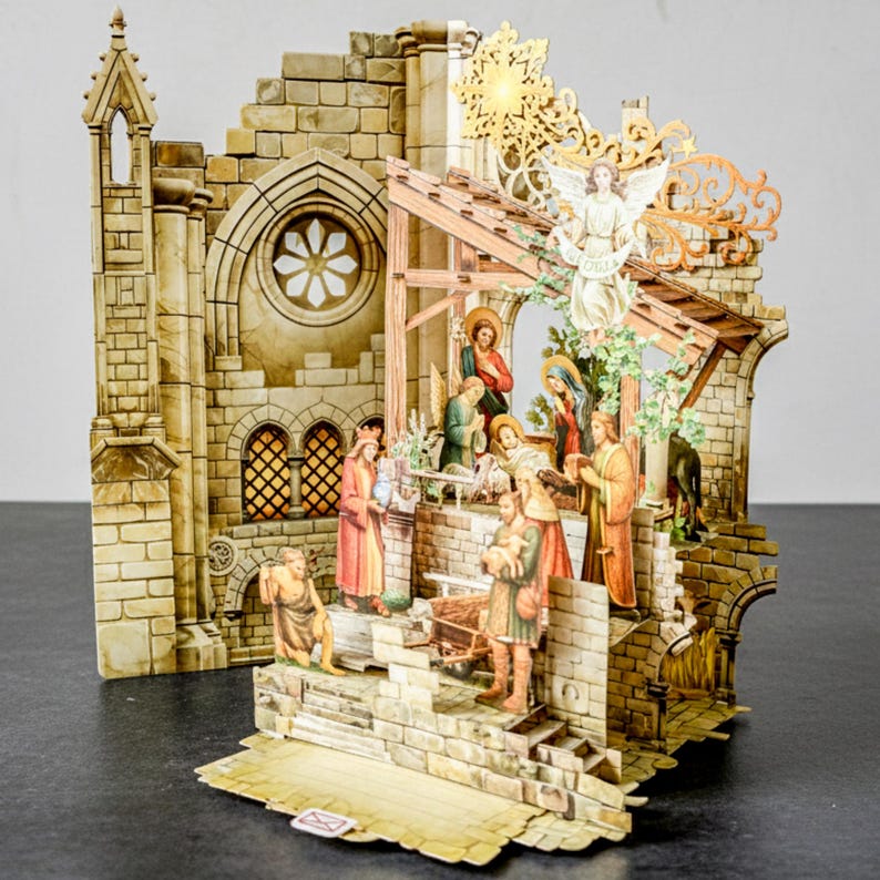 Paper Nativity Stone Handcrafted 3D Pop up Card Surprise Merry ...
