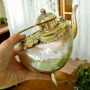 Mother of Pearl Teapots and Cups With Bronze Edges & Copper VIP Coating ...