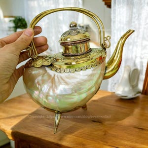 Mother of Pearl Teapots and Cups With Bronze Edges & Copper Coating Sea ...