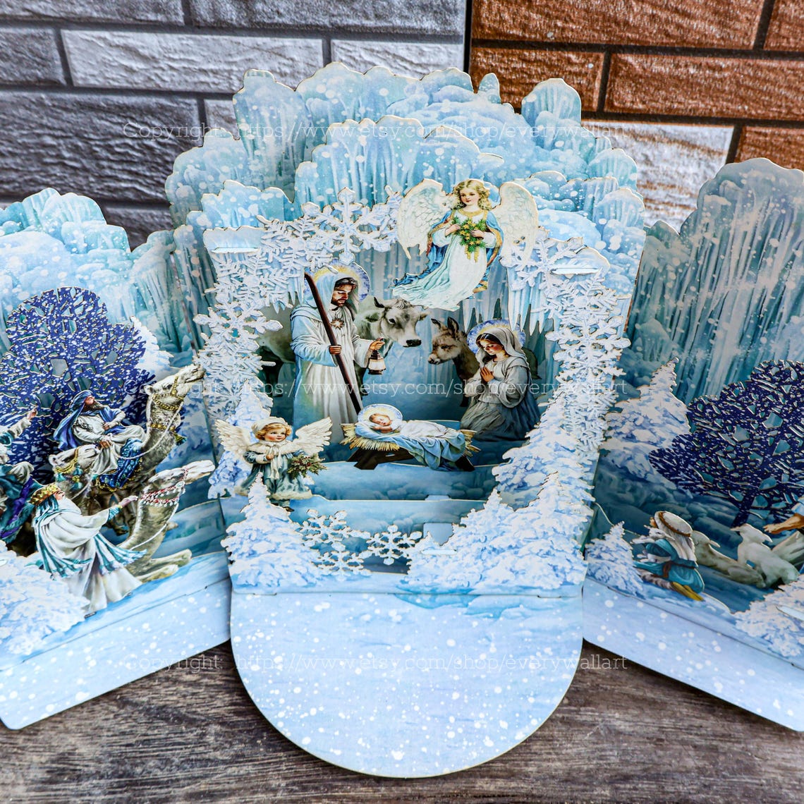 Paper Winter Wonderland Nativity Handcrafted 3D Pop up Card Surprise ...