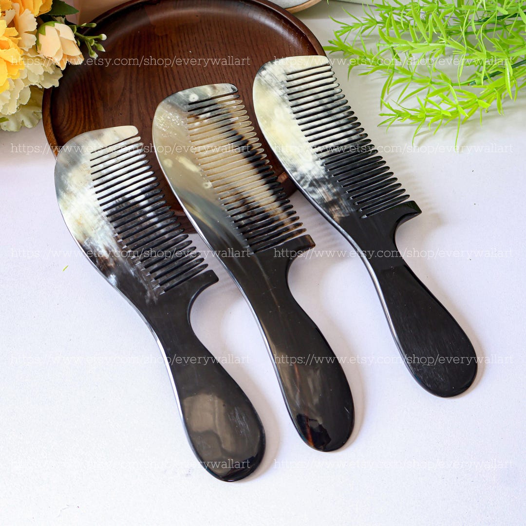 Natural Buffalo Horn Comb, Normal Teeth Comb Curly, Tangled,ruffled ...