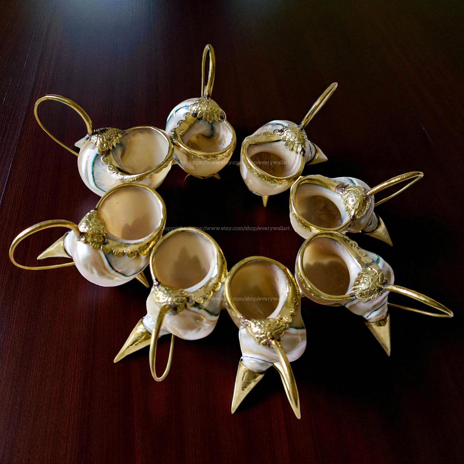 Mother of Pearl Teapots and Cups With Bronze Edges & Copper Coating Sea ...