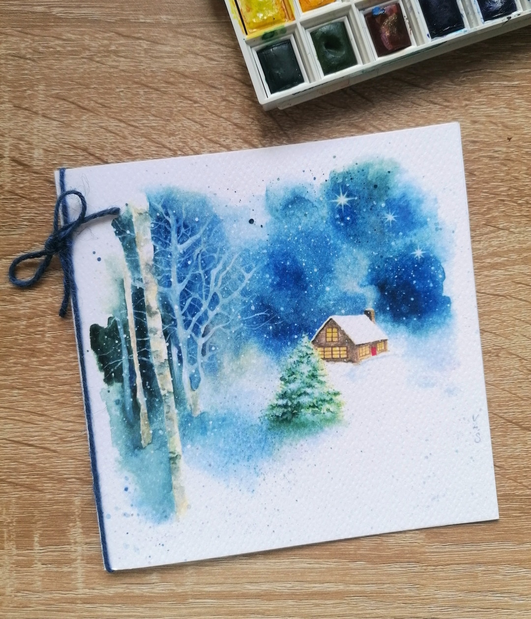 Cozy Cabin in the Snowfall, Winter Scene Greeting Card - Etsy