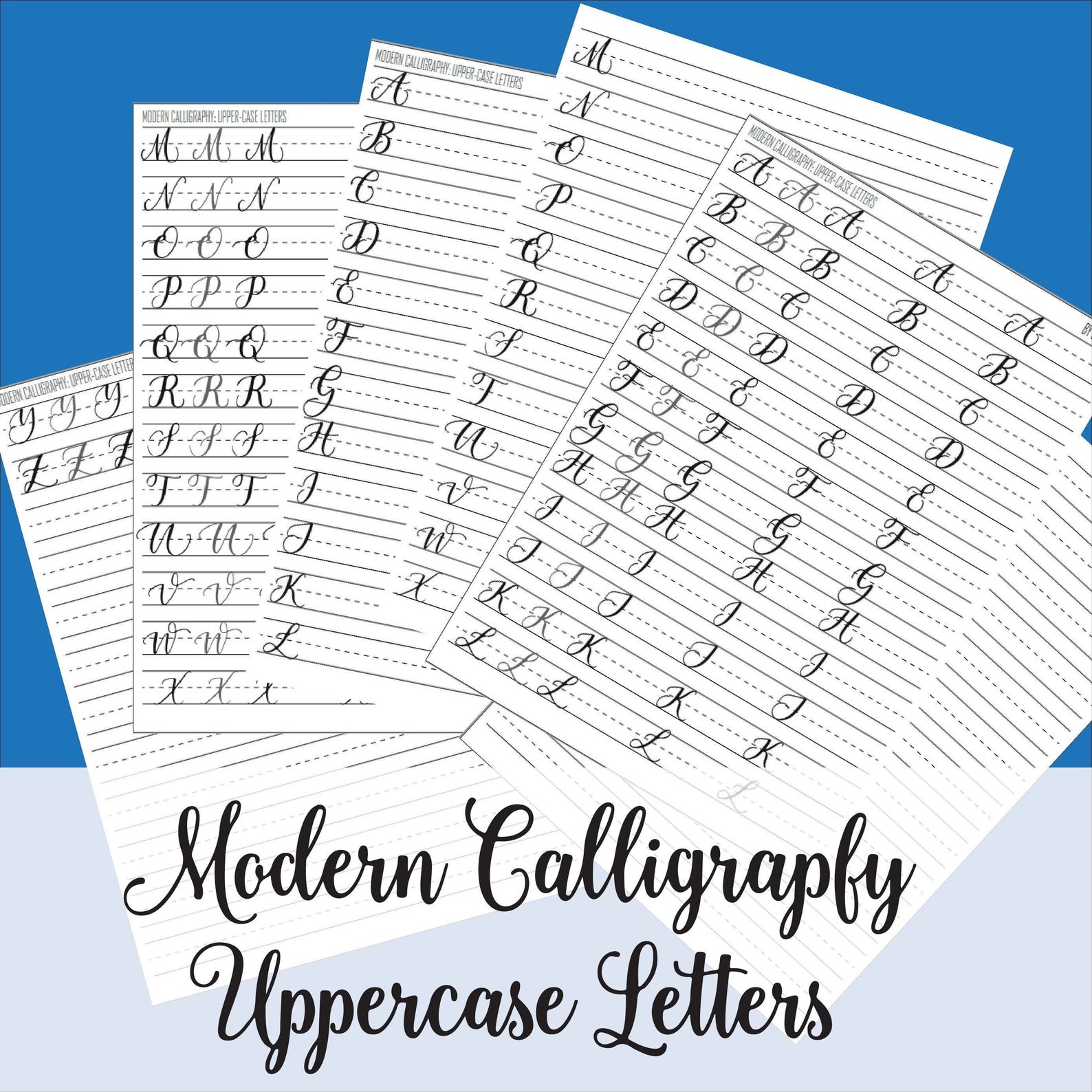 Modern Calligraphy Uppercase Letters Worksheets 6 PDF - Etsy