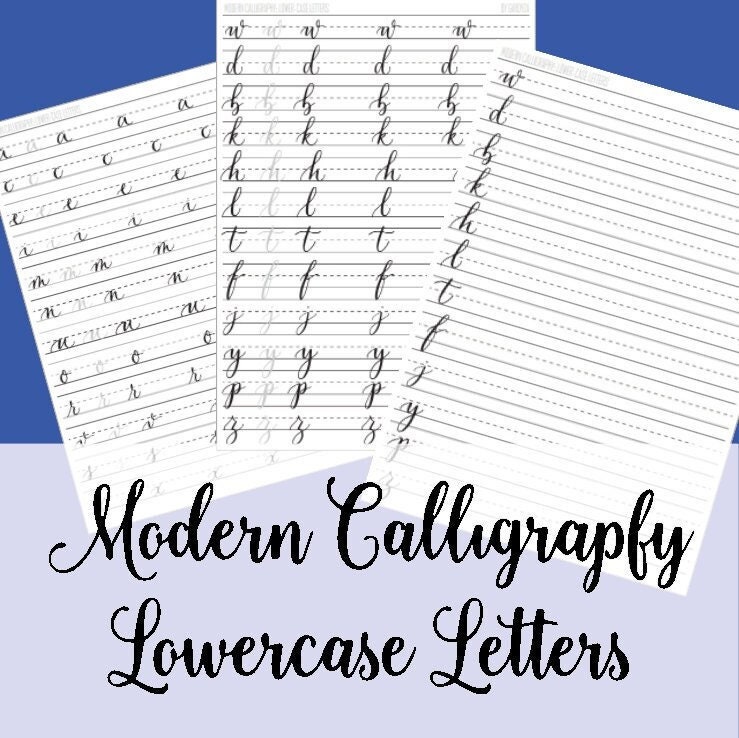 Modern Calligraphy Lowercase Letters Worksheets 6 PDF - Etsy