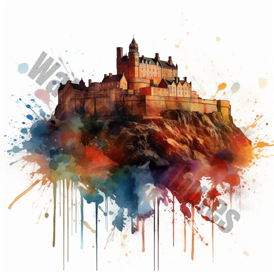 Digital Watercolor of the Iconic Edinburgh Castle, Royal Residence ...