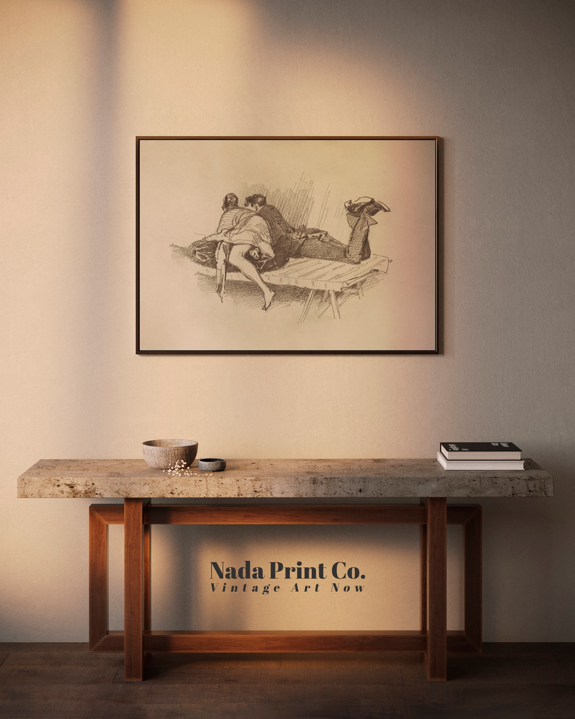 Vintage Couple Sketch Lounging Couple Drawing Print - Etsy