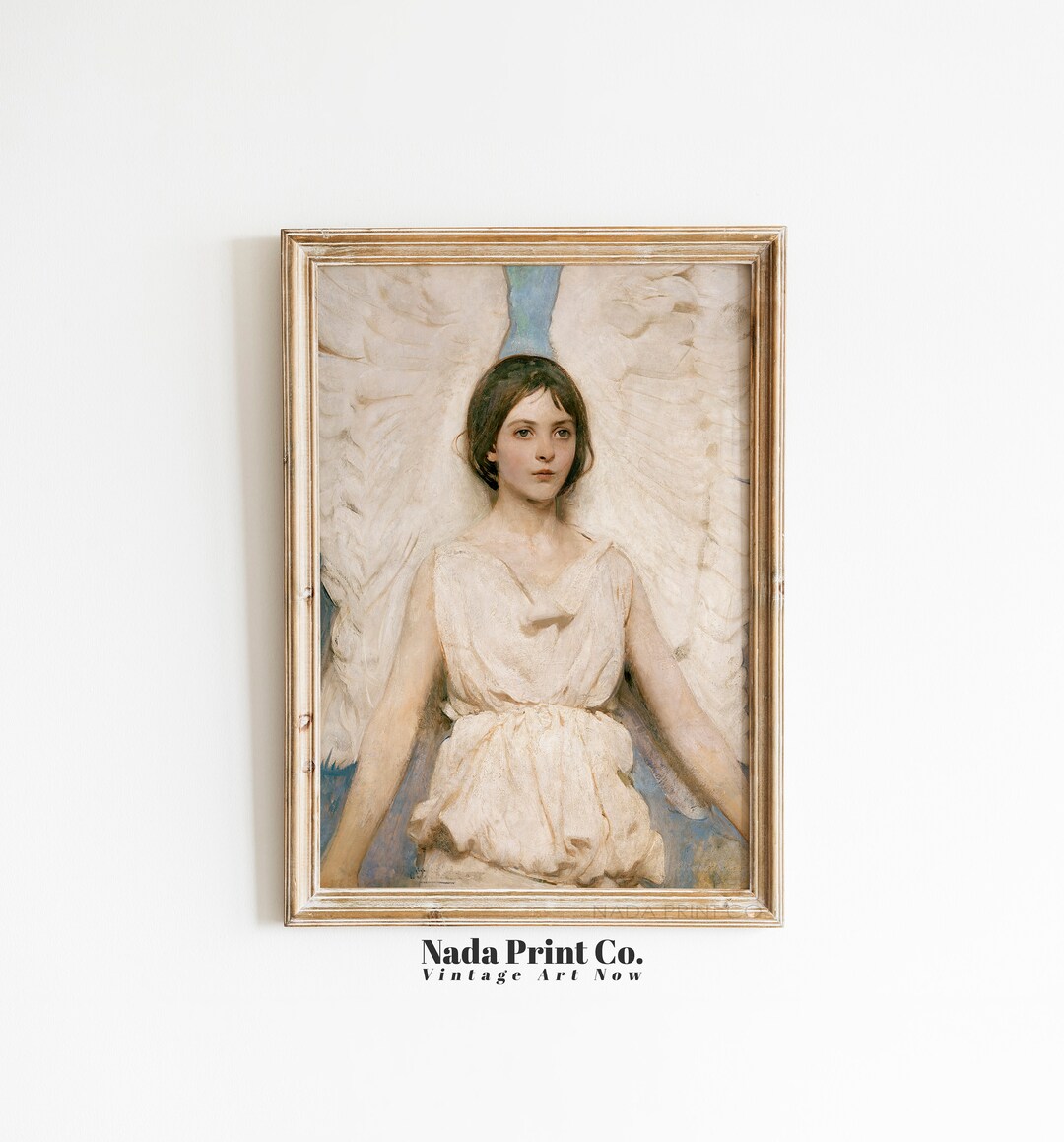 Angel Woman With Wings Oil Painting | Antique Angelic Portrait Print ...