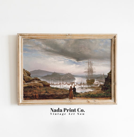 Shipyard Dock Painting Ocean Island Inlet Print Warm - Etsy