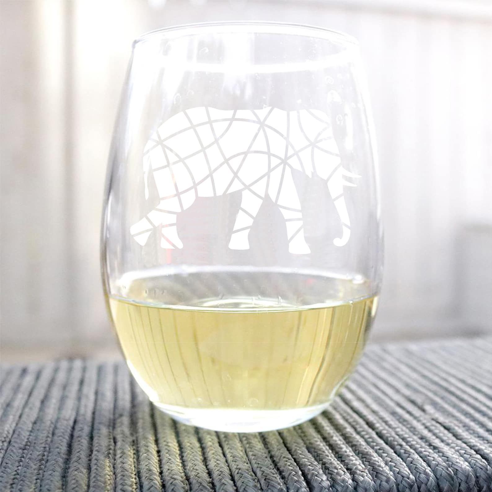 White Elephant Wine Glass Stemless Wine Glass White - Etsy