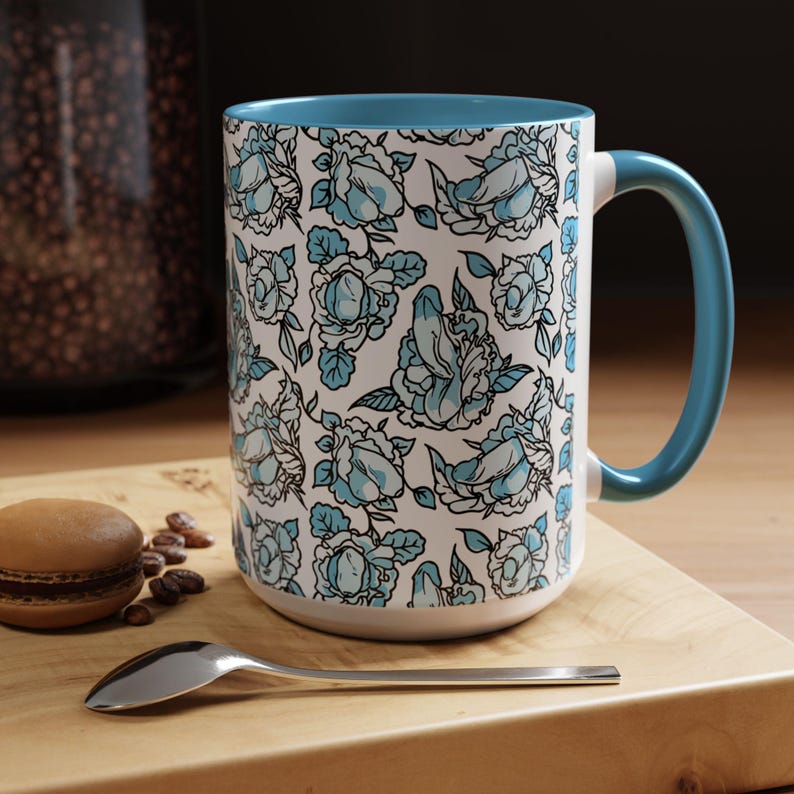 Funny Adult Humor, Floral Penis Cup, Sexy P Black Mug, Accent Coffee ...