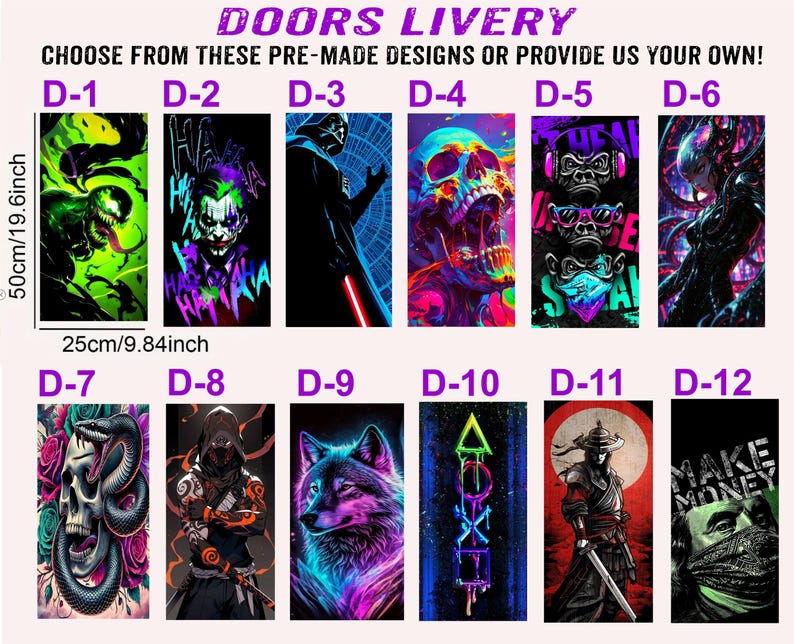 Car Doors Livery Pillar Decal Sticker Wrap - ANY IMAGE - High Quality ...