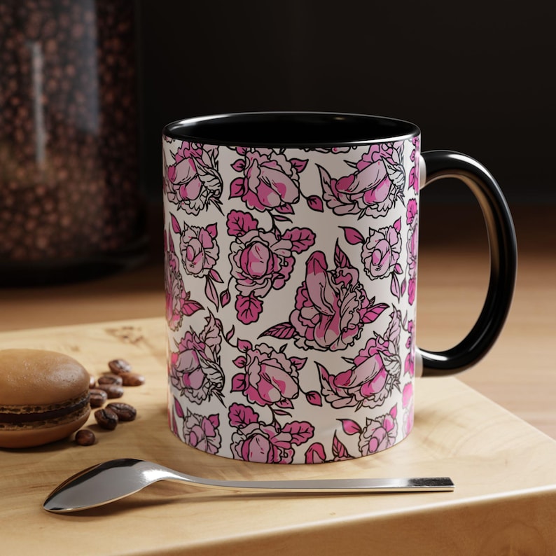 Funny Adult Humor, Floral Penis Cup, Sexy P Black Mug, Accent Coffee ...