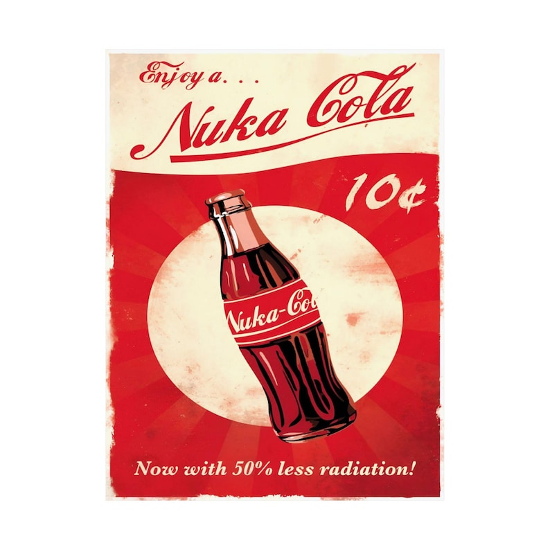 Gamer Poster, Nuka Cola Vintage Look Poster, Nuka Cola Retro Look Matte ...