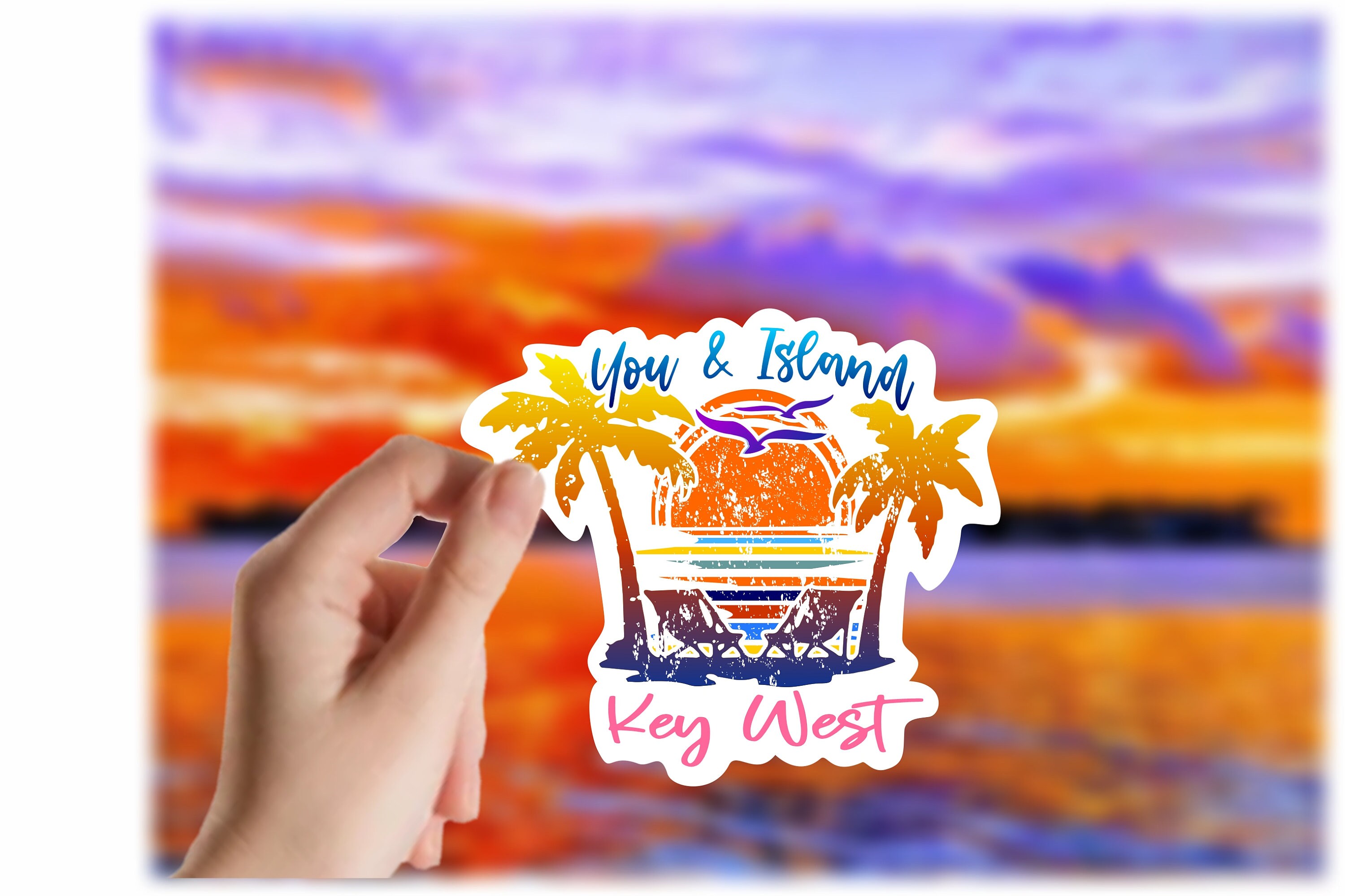 You & Island Decal Gift, Island Car Decal, Key West Vintage Sunset ...