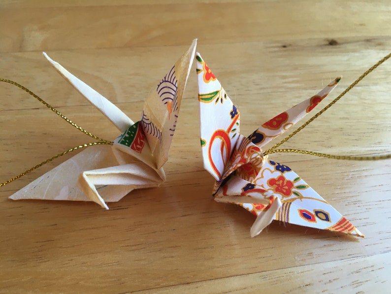 Handmade Japanese Origami Paper Crane Christmas Tree Ornaments Set of ...