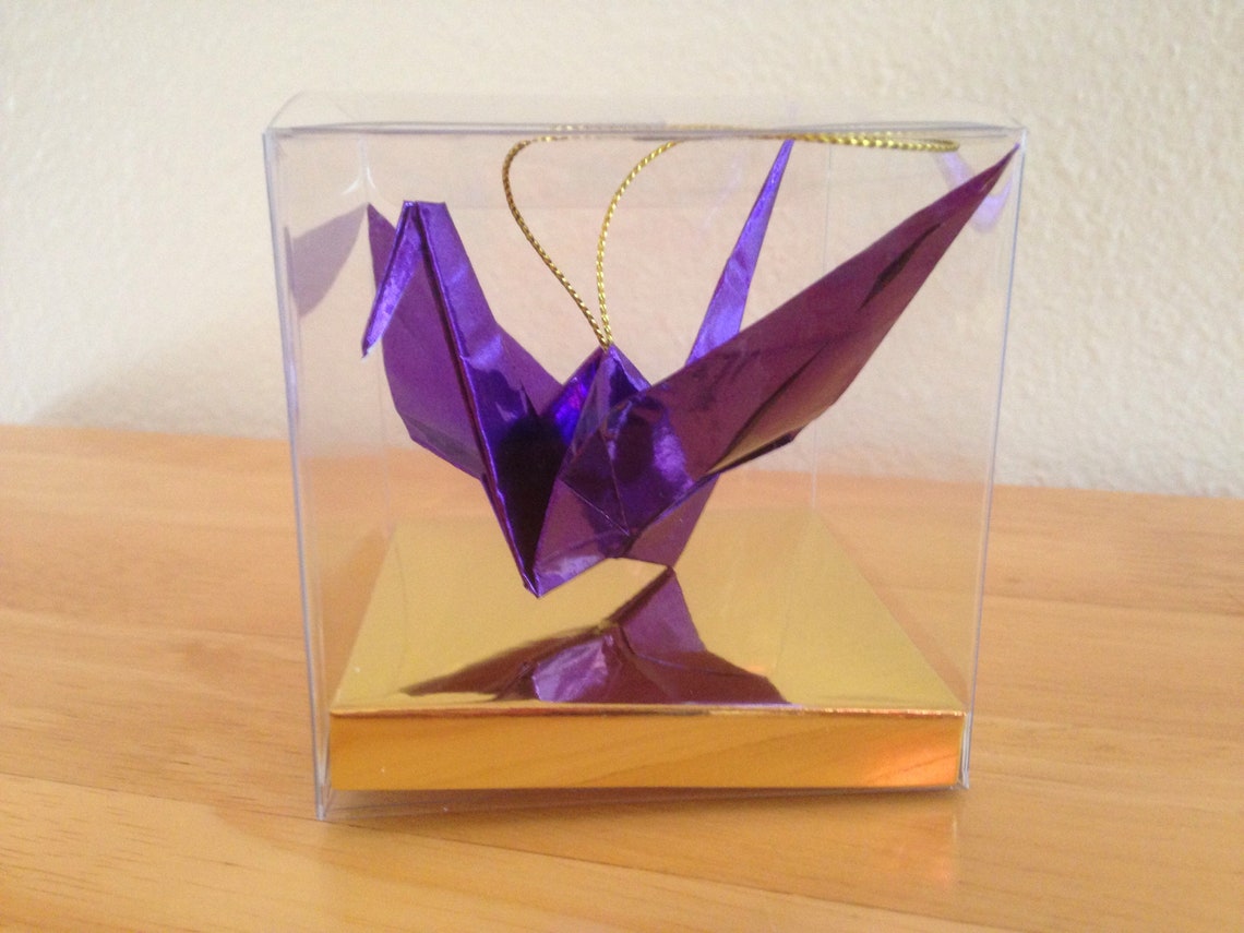 Handmade shiny Japanese origami paper crane ornament choose | Etsy