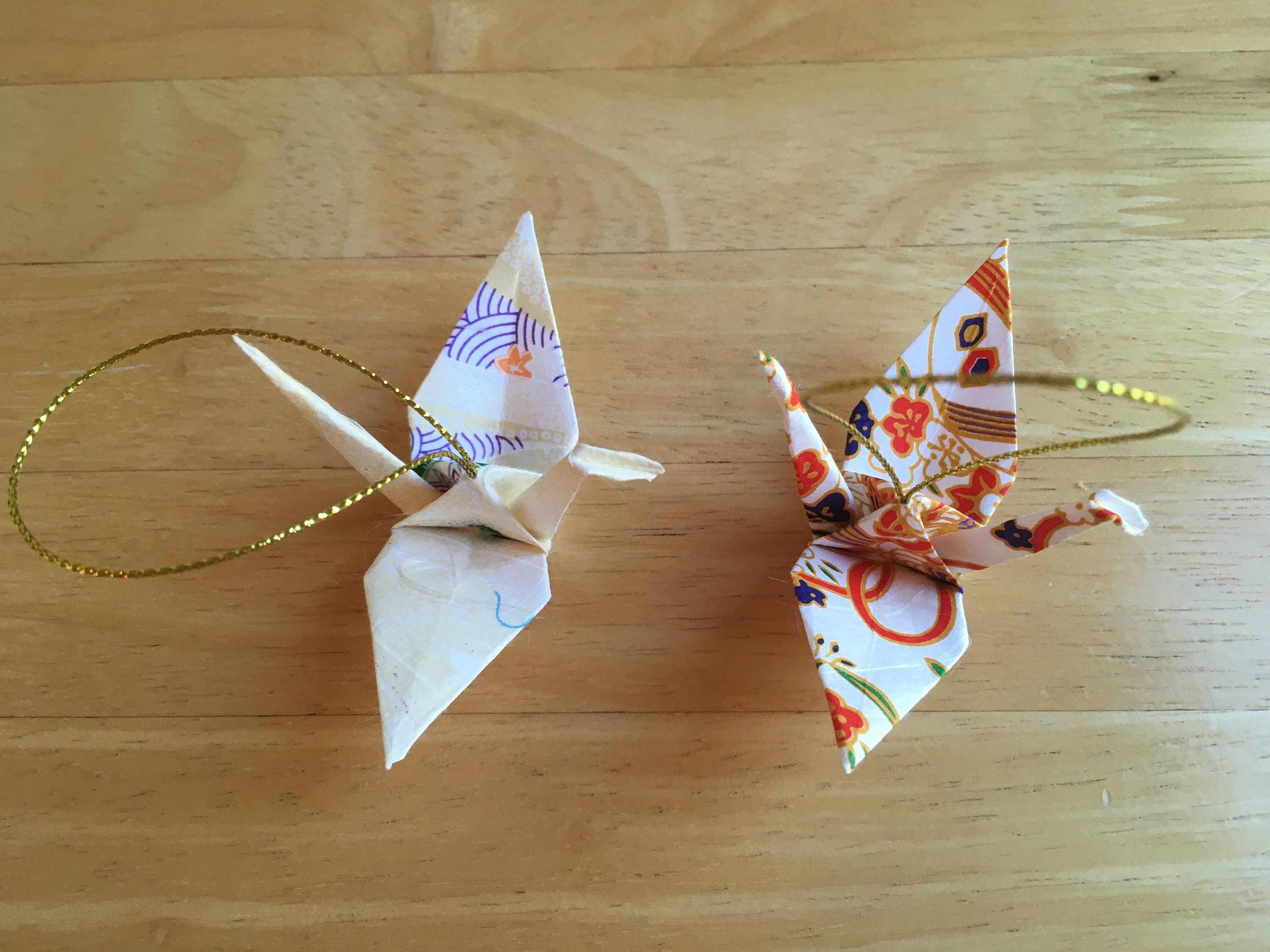 Handmade Japanese Origami Paper Crane Christmas Tree Ornaments Set of ...