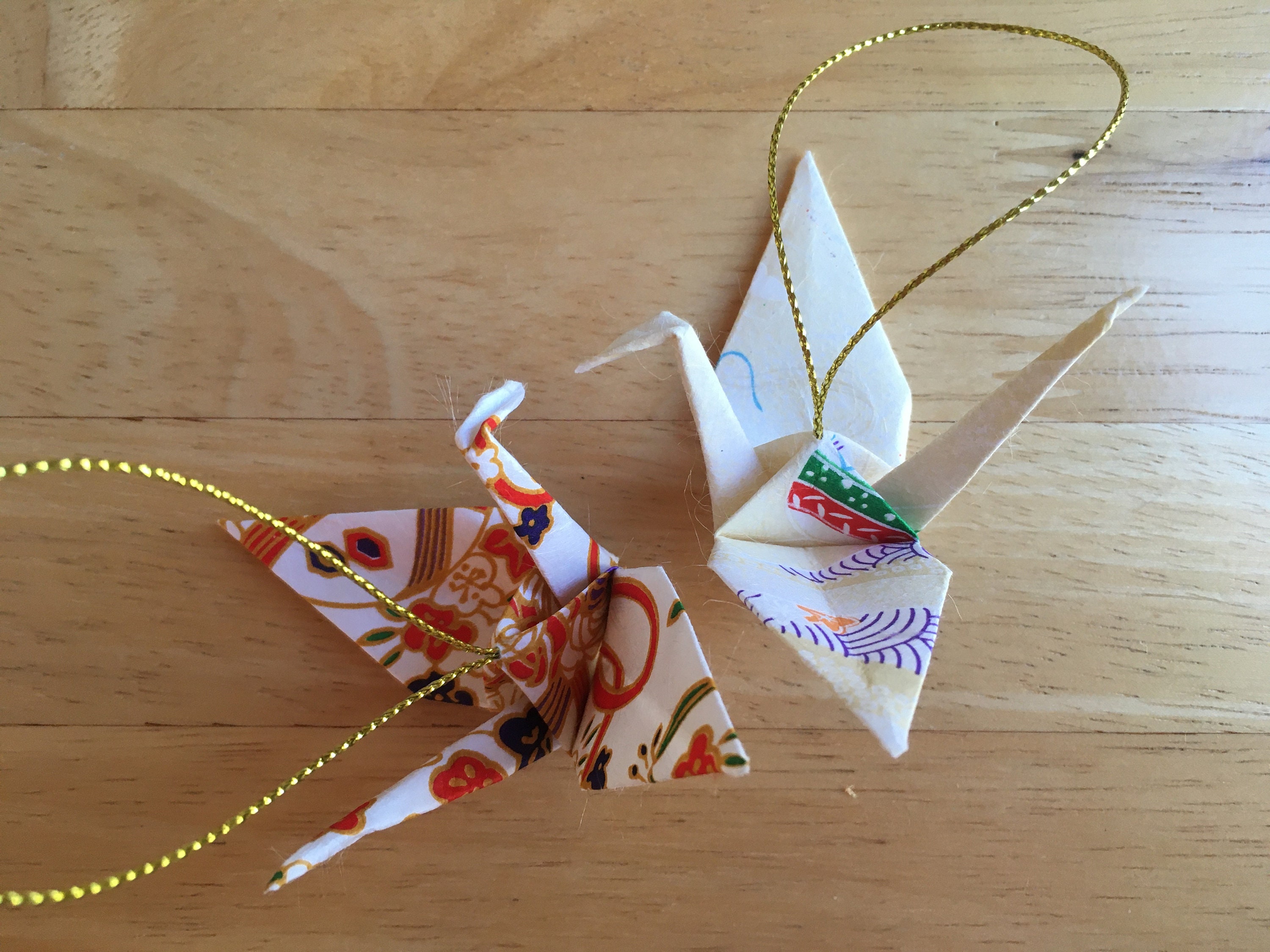 Handmade Japanese Origami Paper Crane Christmas Tree Ornaments Set of ...