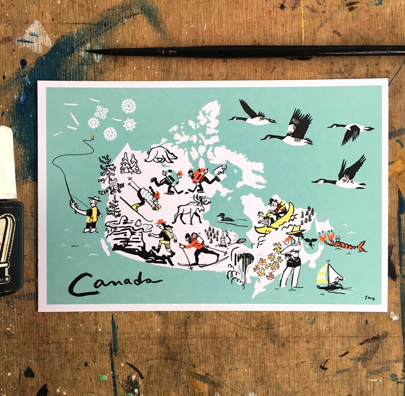 Map of Canada Postcard | Etsy