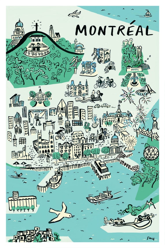 Map of Montreal Postcard - Etsy