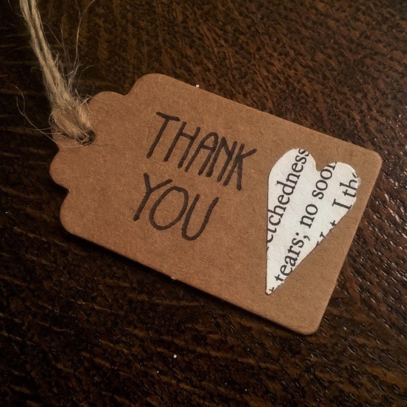 Thank You Mini Gift Tags Pack of 5 Book Heart - Etsy