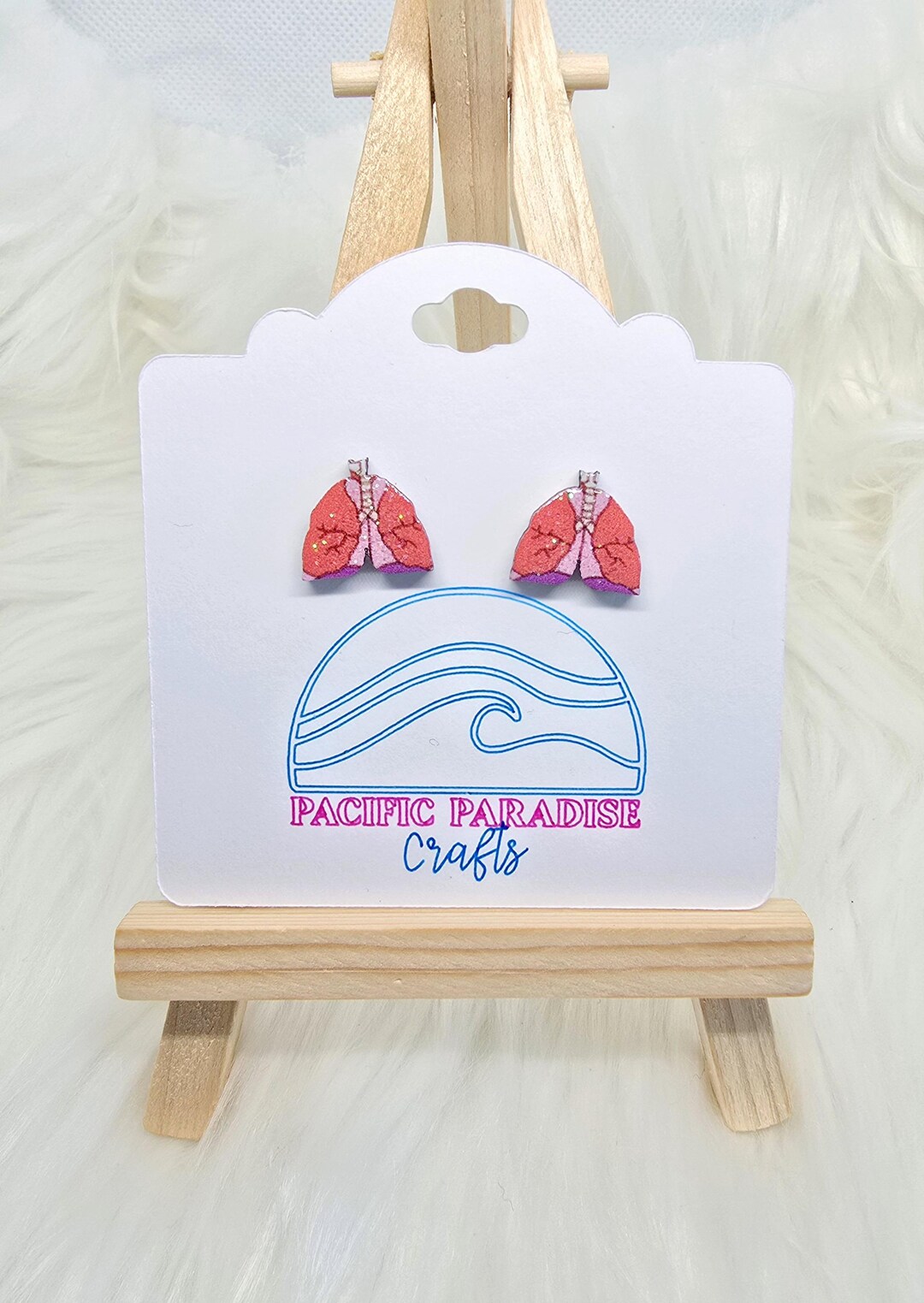 Hand-embellished Human Lungs Stud Earrings Wooden Lung Earrings With ...