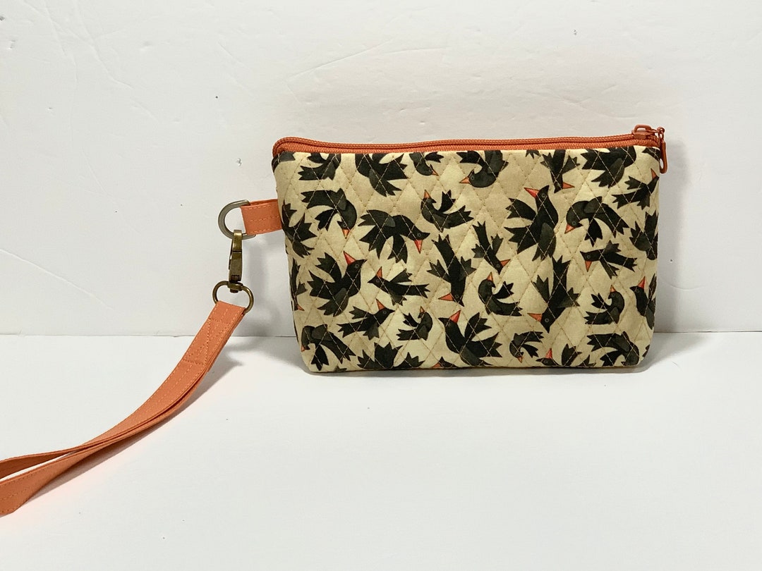 Cute Quilted Crows Halloween Wristlet/zippered Pouch/cellphone Wristlet ...