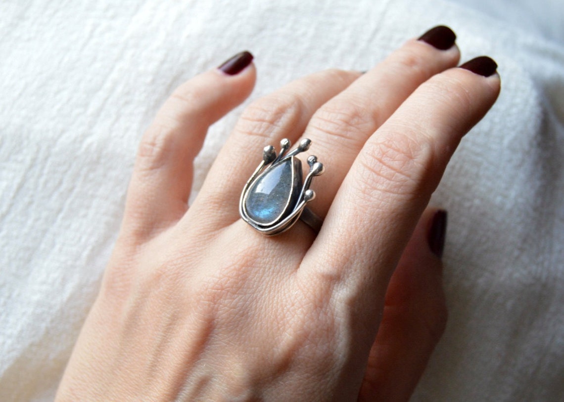 Sterling silver labradorite handmade ring One of a kind | Etsy