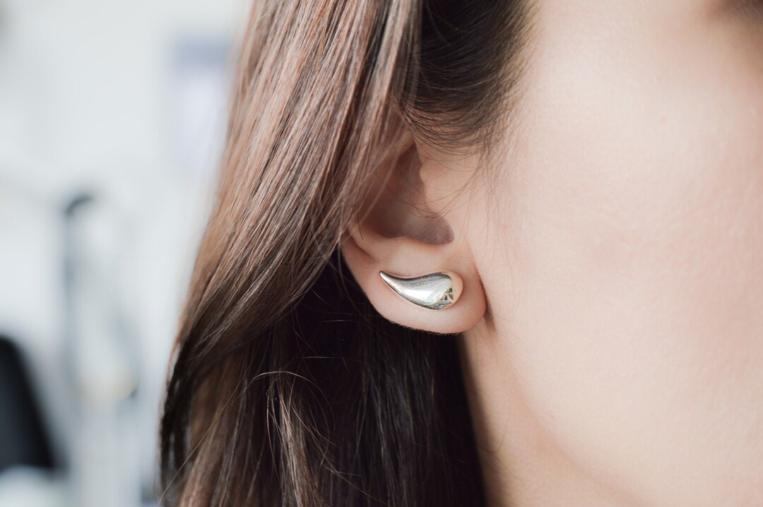 Sterling Silver Teardrop Ear Climbers: Minimalist Ear Cuff - Etsy