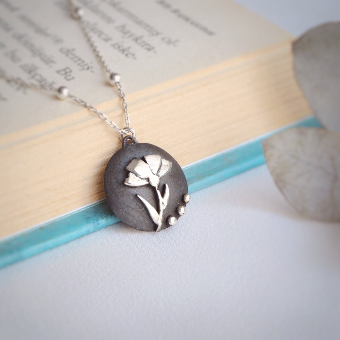Personalized January Birth Flower Necklace: Carnation Pendant Jewelry ...