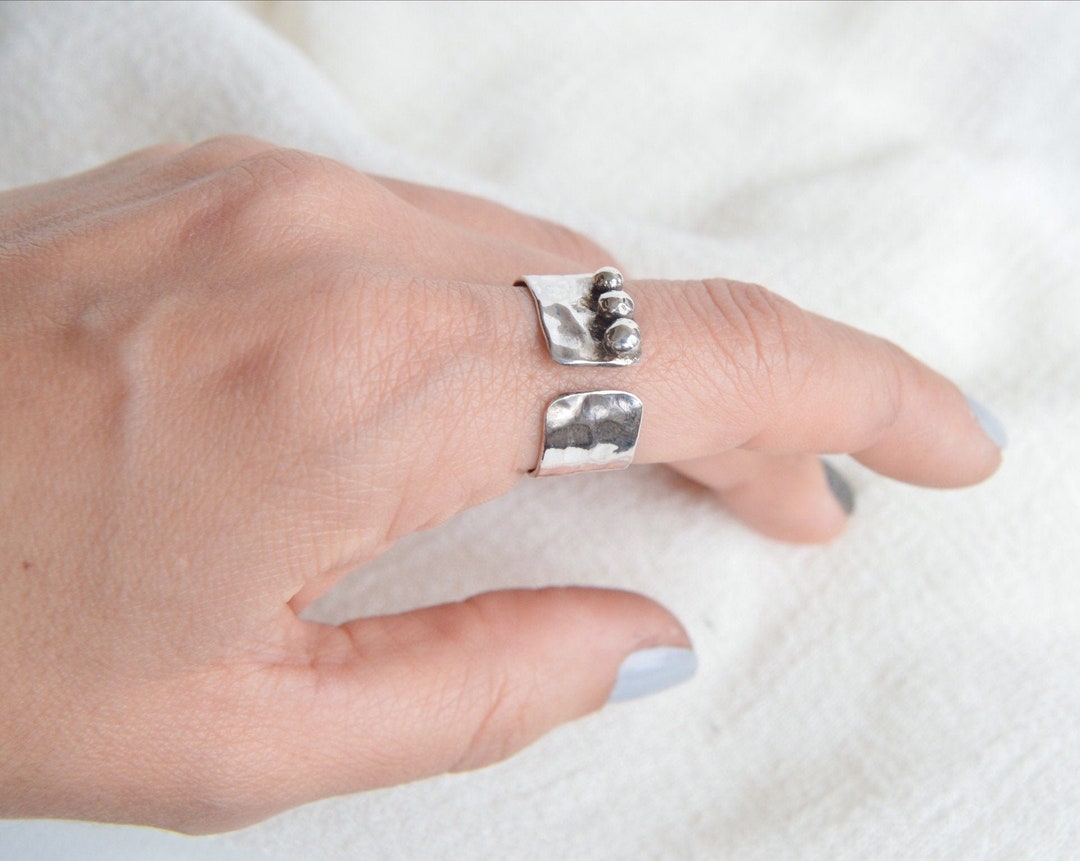 Wide Silver Ring, Chunky Silver Ring, Hammered Silver Ring Band ...