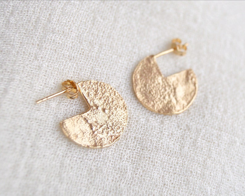 Geometric Gold Earrings Modern Circle Studs Minimal Fashion | Etsy