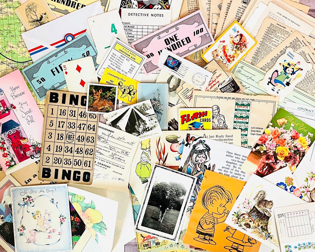 50 Piece Vintage Paper Ephemera / Vintage Paper / Vintage Ephemera for ...
