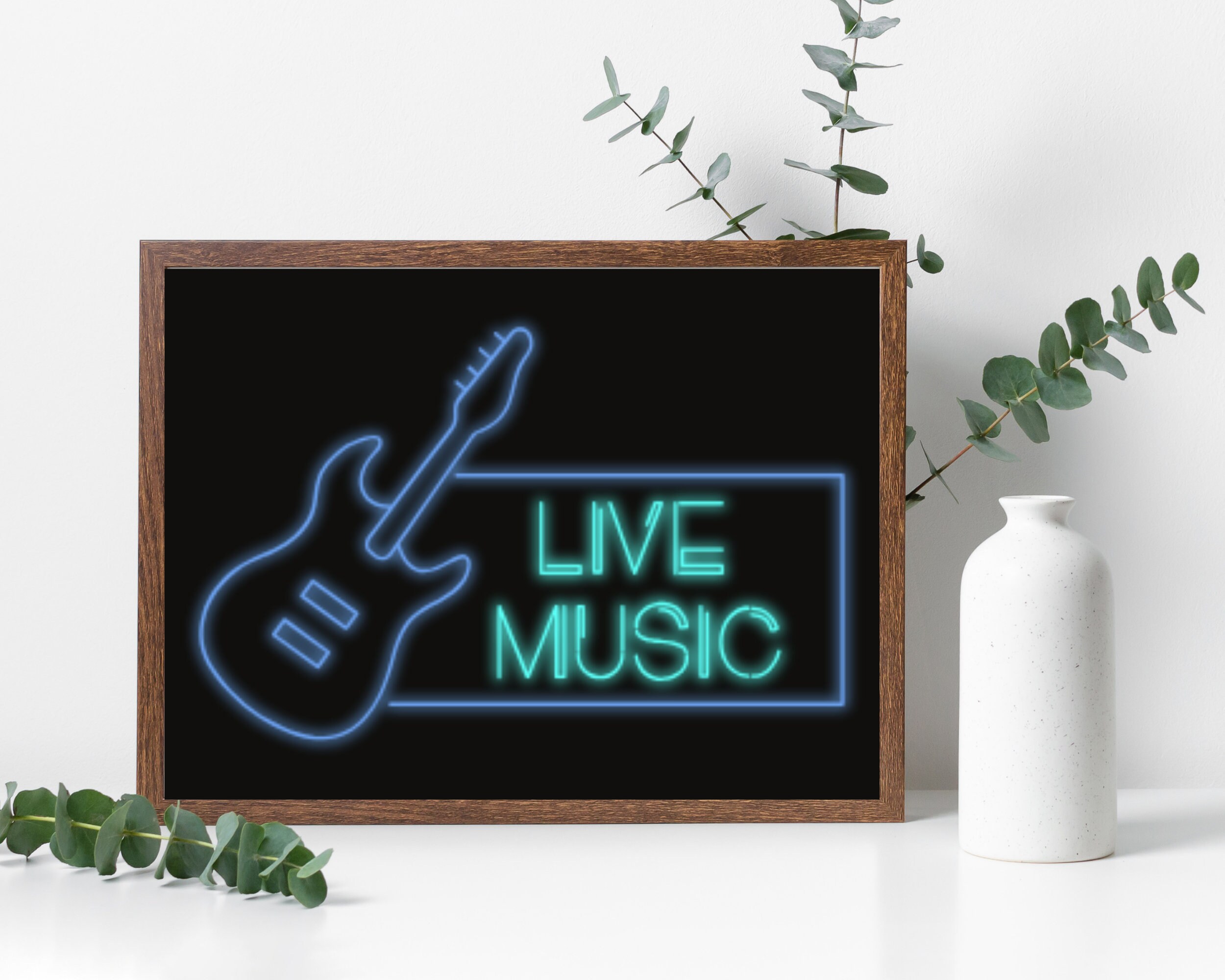 Neon Live Music Guitar Sign - Etsy
