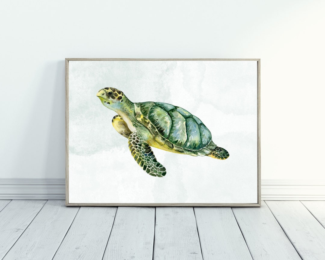Green Sea Turtle Watercolour Printable Wall Art by Exhibitleah - Etsy