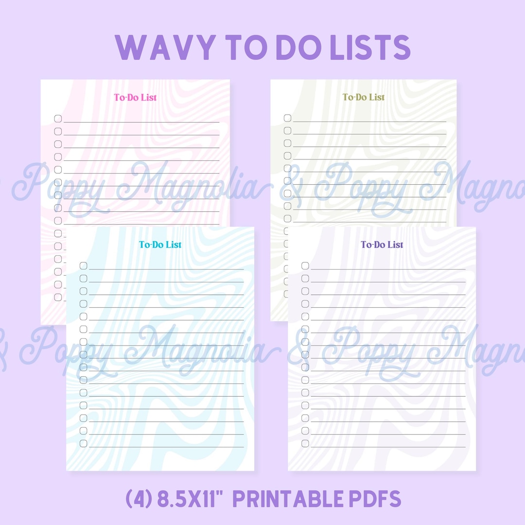 Fun To-do List Printable: Colorful Wavy Design (PDF) - Etsy