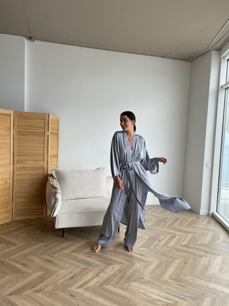 Pajamas Set and Robe Bella Silk Pajamas Set Custom Pajama - Etsy