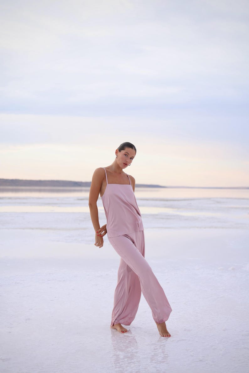 Pink Kimono Long Sleeve Bridal Robe Bridesmaid Silk Pajama Set With Top ...