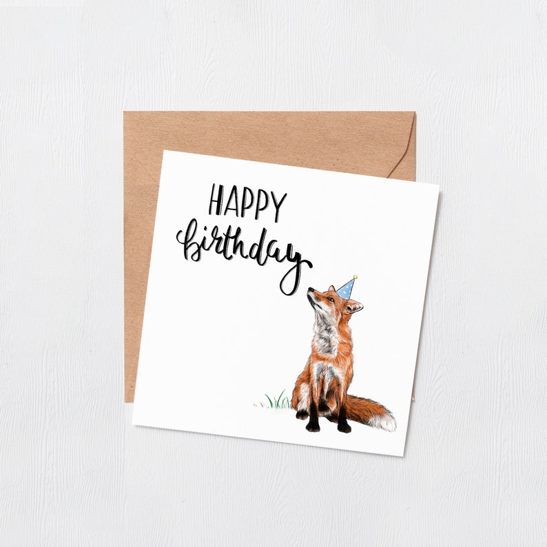 Fox Happy Birthday Card Happy Birthday Card Funny Birthday - Etsy