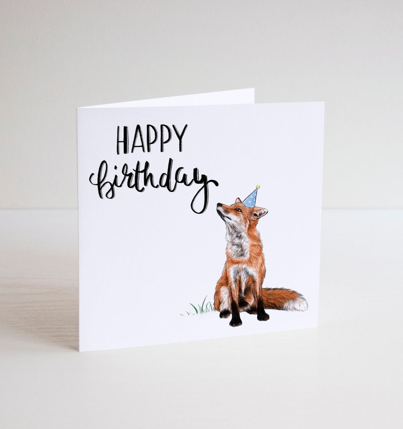 Fox Happy Birthday Card Happy Birthday Card Funny Birthday - Etsy