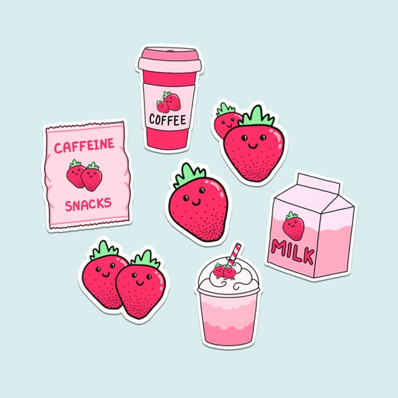 Strawberry Stickers for Water Bottle Strawberry Milk Sticker - Etsy