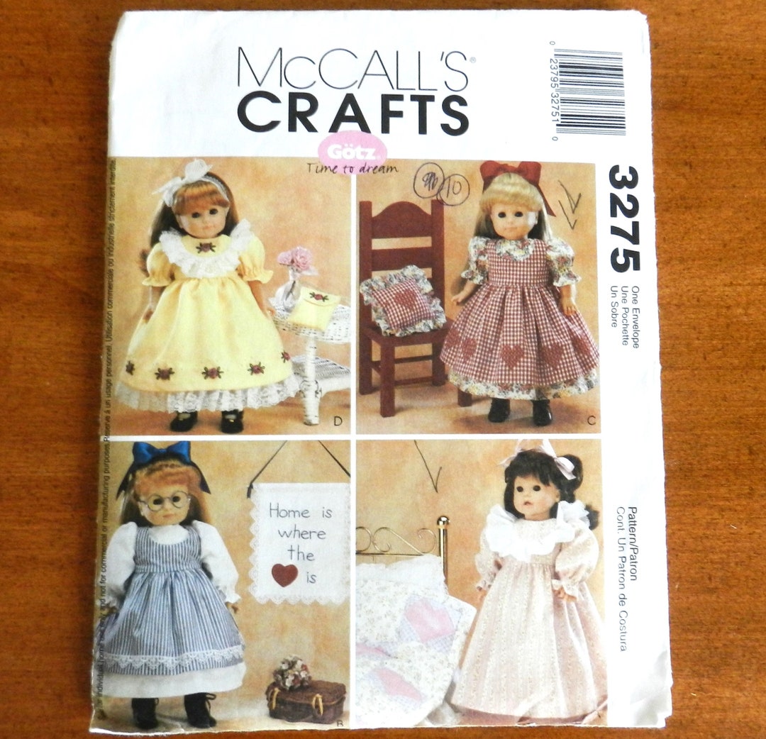 Mccalls 3275 Sewing Pattern for Wardrobe and Accessories for 18 Dolls ...