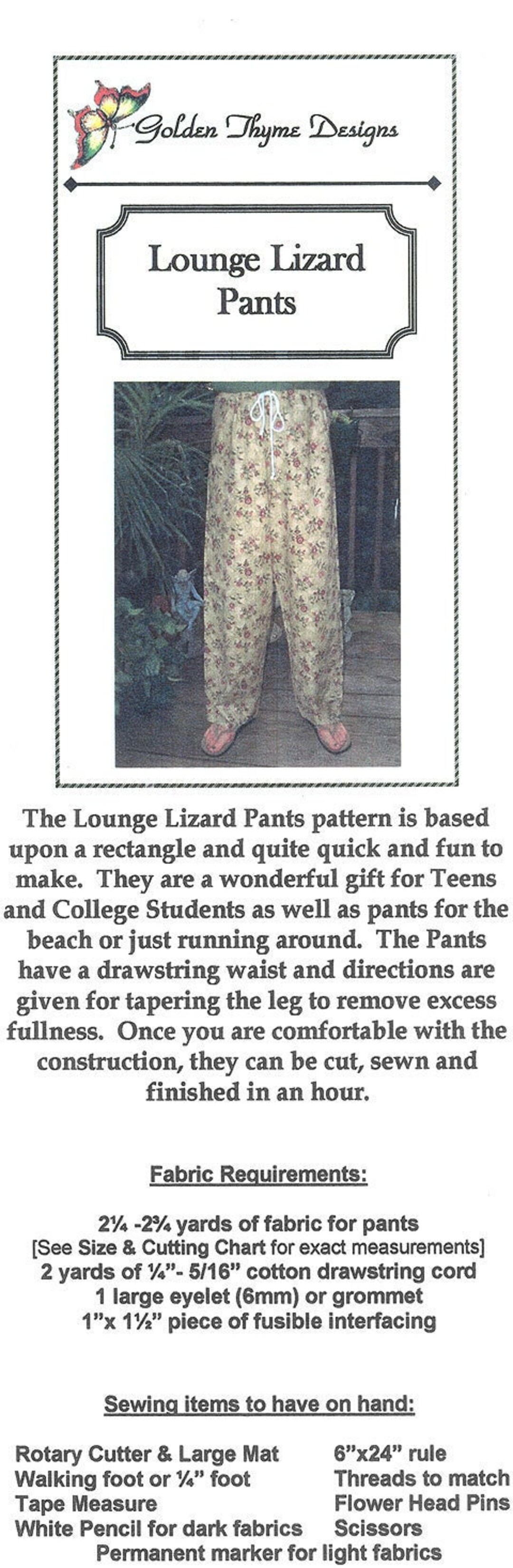 Lounge Lizard Pants, by Golden Thyme Designs - Etsy